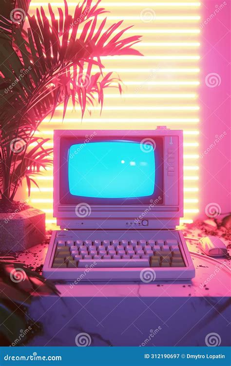 Old Retro Personal Computer With Vintage Crt Display Obsolete Old