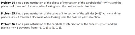 Solved Problem Find A Parametrization Of The Ellipse Of Chegg