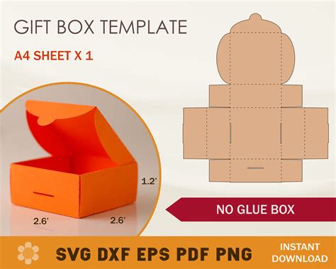 Easy T Box Svg Template No Glue Cricut And Silhouette Cut Files