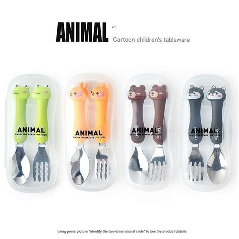 어린이 칼 세트 만화 숟가락 포크 세트 아기 식기 먹는 교육 도구 배우기 휴대용 학생 포크와 스푼식기 세트 Aliexpress