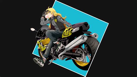 Gray Background Render In Shapes Motorcycle Cyan Rwby Anime Girls Yang Xiao Long Hd