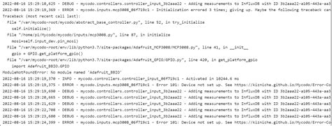 MCP3008 Error 101 No Module Named Adafruit BBIO Mycodo Issue Bug
