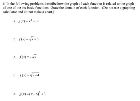 Solved In The Following Problems Describe How The Graph Chegg Com