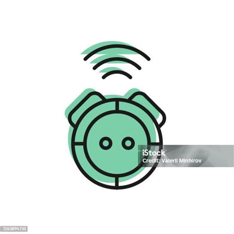 흰색 배경에 격리 된 검은 줄 로봇 진공 청소기 아이콘 자동 진공 청소기 가정용 스마트 어플라이언스 집 청소용 디지털 장치 벡터 가사 집안일에 대한 스톡 벡터 아트 및 기타