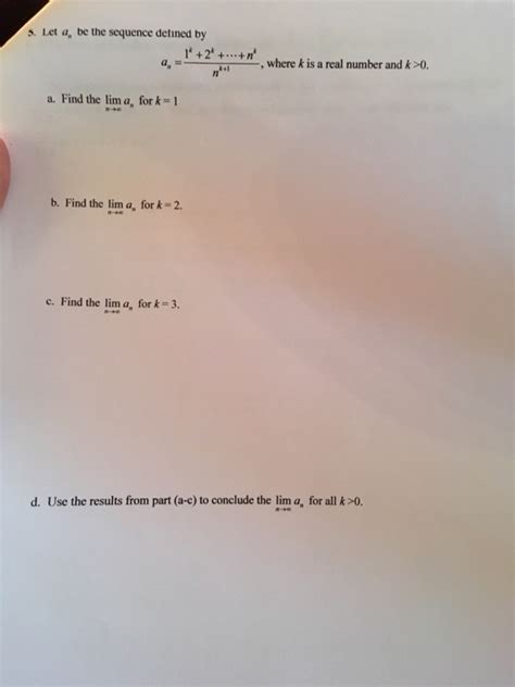 Solved S Let A Be The Sequence Delined By 1 2n A Wher