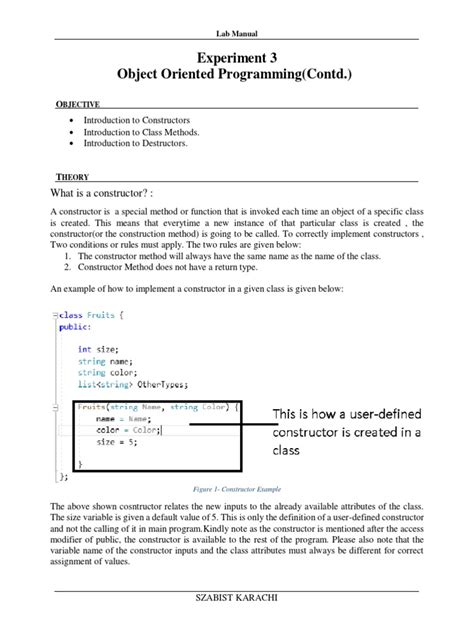 Experiment 3 Object Oriented Programming Contd What Is A