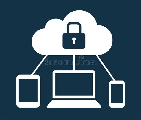 Encrypted Cloud Computing Connected Devices Network Vector Icon Stock Vector Illustration Of