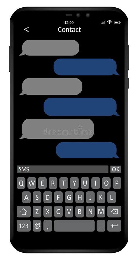 Mobile Phone Mockup Chat Application Vector Template Screen With Keyboard Dialog Service