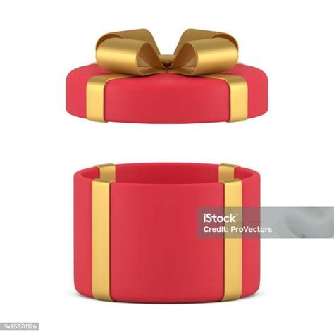 빨간 선물 상자 황금 활 리본 축제 선물 깜짝 3d 아이콘 현실적인 벡터 삽화를 엽니다 공란에 대한 스톡 벡터 아트 및 기타 이미지 공란 금색 기념일 Istock