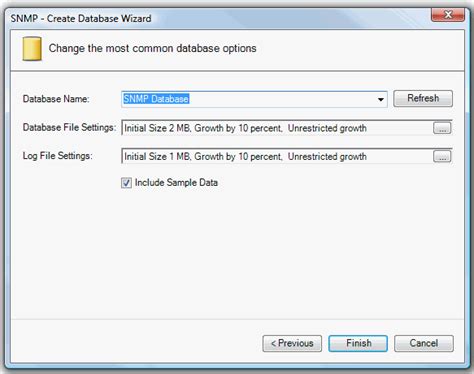Creating A New Sql Server Configuration Database Using Snmp Connector