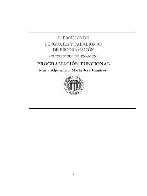 Ejercicios De Lenguajes Y Paradigmas De Programación Cuestiones De Examen Programación