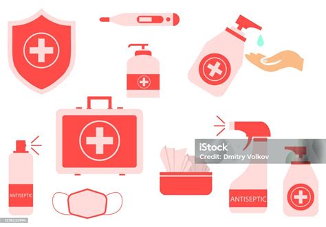 의료 방부제의 집합 바이러스와 박테리아로부터 보호 하는 수단 벡터 그림입니다 벡터 개성 개념에 대한 스톡 벡터 아트 및 기타 이미지 개성 개념 개체 그룹 건강관리와