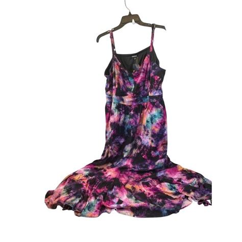 Torrid Dresses Torrid Painted Tie Dye Silk Resort Beach Dress Maxi