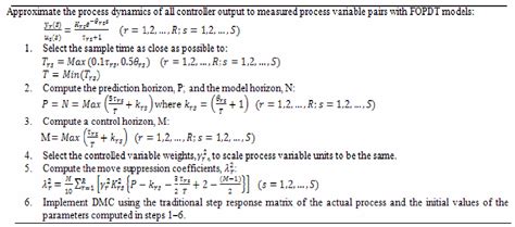 Table 1 From Application Of Model Predictive Control Mpc Tuning