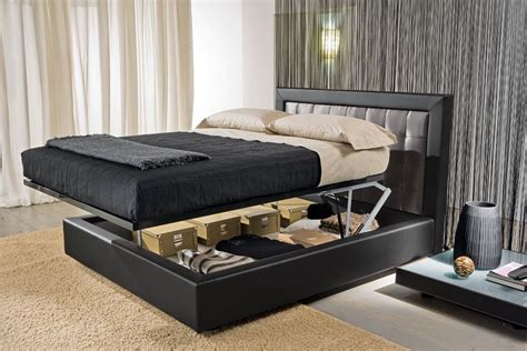 Bed With Container With Decorated Headboard Idfdesign