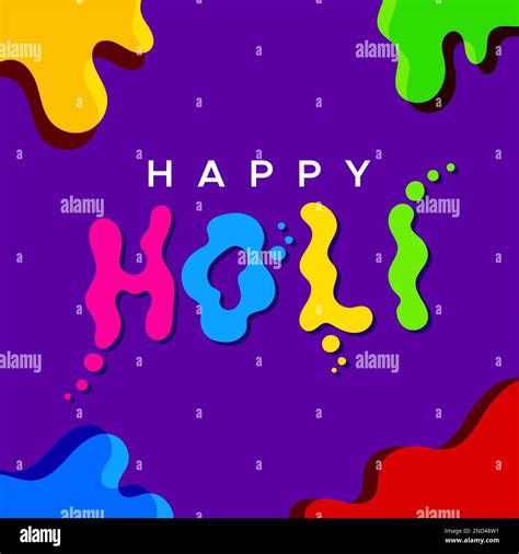Happy Holi Color Stain Lettering Colorful Paint Stains Frame Vector
