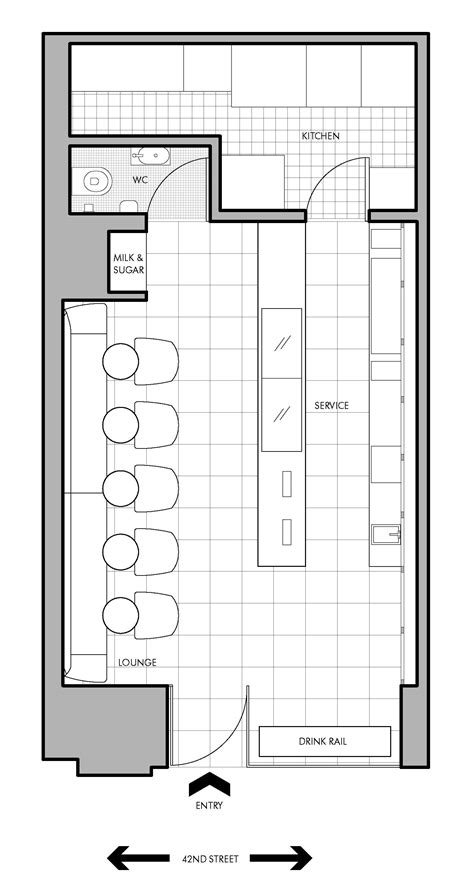 Small Cafe New York Floor Plan Desain Kedai Kopi