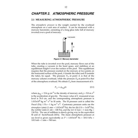 Atmospheric Pressure Lecture Notes Earth Atmospheric And Planetary