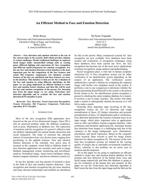 Pdf An Efficient Method To Face And Emotion Detection