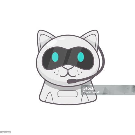 미래 지향적인 고양이 기계 문자입니다 가상 채팅 도움말 프로그램입니다 고양이 로봇 친구 흰색 배경에 고립 로봇에 대한 스톡 벡터 아트 및 기타 이미지 Istock