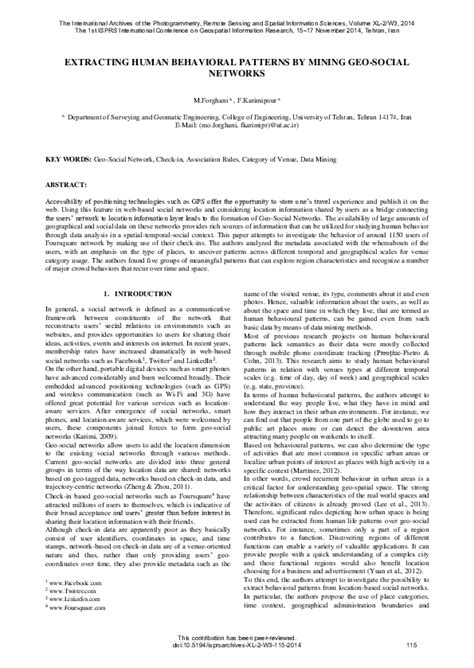 Pdf Extracting Human Behavioral Patterns By Mining Geo Social