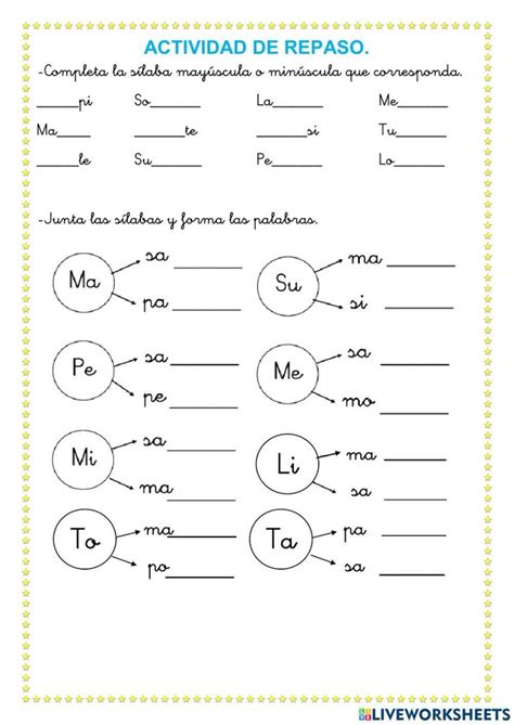 Actividad De Repaso M P S L Y T Worksheet In Spanish Teaching Resources Teacher Planning