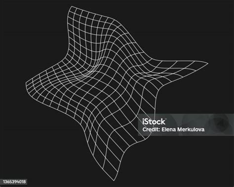사이버 왜곡 그리드 복고풍 펑크 디자인 요소 검은 색 배경에 와이어 프레임 웨이브 형상 그리드 벡터 일러스트레이션 도시 전사에 대한 스톡 벡터 아트 및 기타 이미지 Istock