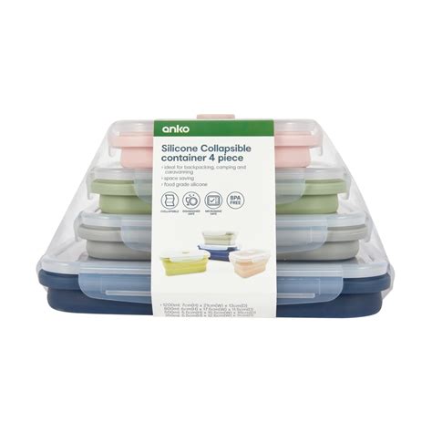 4 Piece Silicone Collapsible Container Kmart