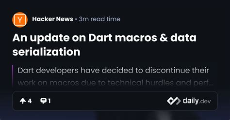 An Update On Dart Macros And Data Serialization Dailydev