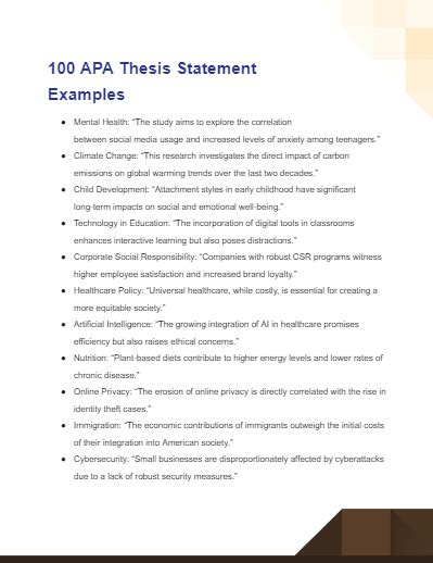 100 Apa Thesis Statement Examples How To Write Tips