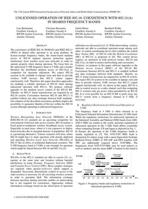 Pdf Unlicensed Operation Of Ieee 802 16 Coexistence With 802 11 A In Shared Frequency Bands