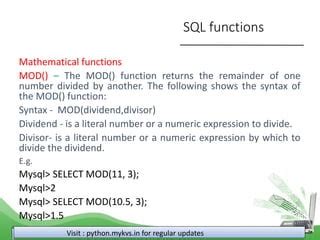 Sql Functions Pdf About The Function Of Sql PPT