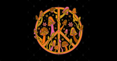 Mushroom Peace Sign Mushroom Sticker Teepublic