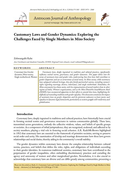 Customary Laws And Gender Dynamics Exploring The Challenges Faced By
