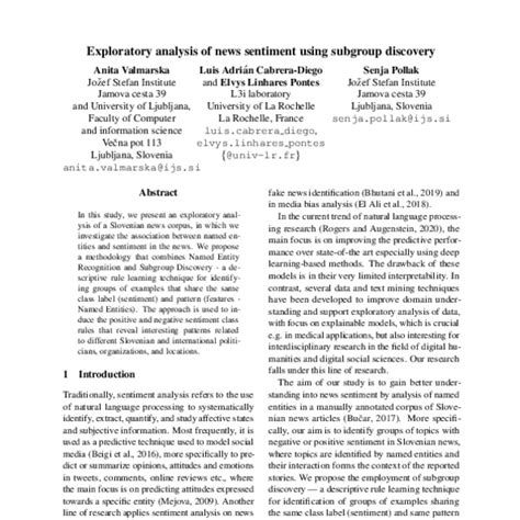 exploratory analysis of news sentiment using subgroup discovery acl