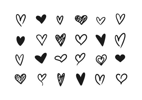 Vector Heart Hand Drawn Set Of Hand Drawn Vector Hearts Stock