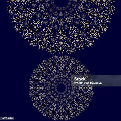 동양 꽃 장식 디자인에 대 한 진한 파란색 배경에 만다라 벡터 일러스트입니다 0명에 대한 스톡 벡터 아트 및 기타 이미지 0명 결혼식 골동품 Istock