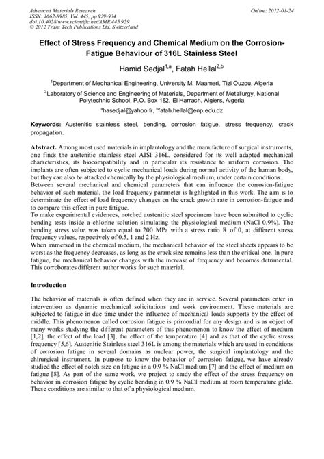 Effect Of Stress Frequency And Chemical Medium On The Corrosion Fatigue