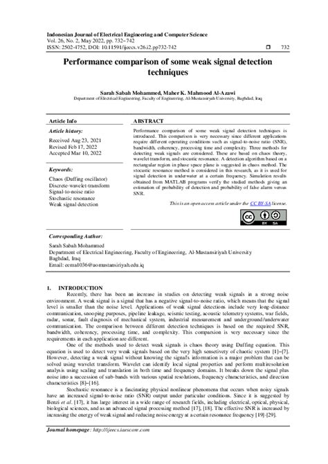 Pdf Performance Comparison Of Some Weak Signal Detection Techniques