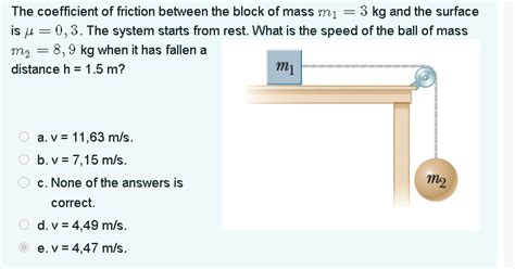 Solved The Coefficient Of Friction Between The Block Of Mass