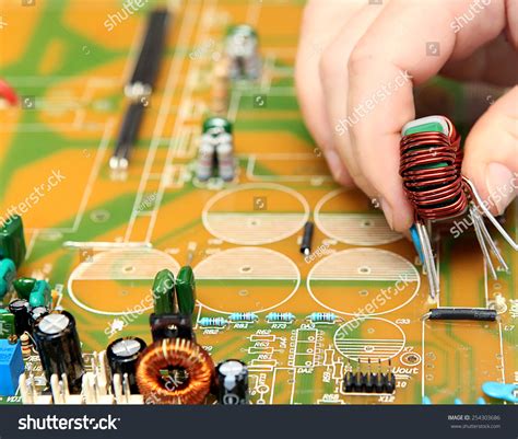 Pcb Mounting By Human Hands Manual Stock Photo Edit Now