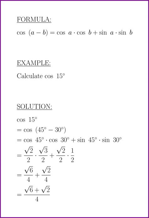 Cos A B Formula And Example Cosine Of Difference LUNLUN COM