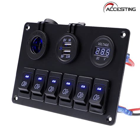 6 按鈕開關面板斷路器用於汽車船船用防水搖桿 led 開關控制面板 12 24v 蝦皮購物