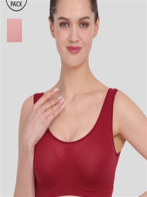 Buy Amour Secret Women Pack Of 2 Non Wired Non Padded Peach Coloured And Maroon Bra Bra For