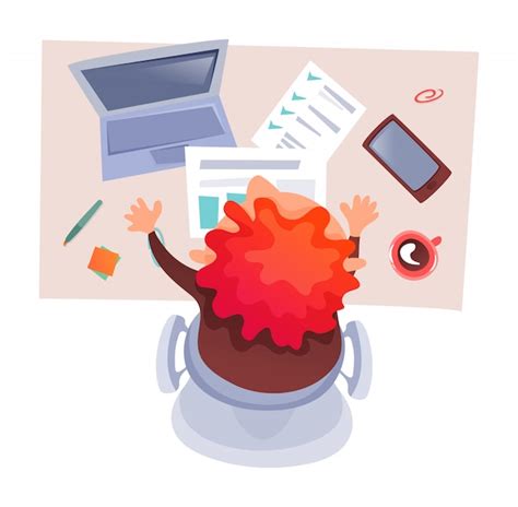 Premium Vector Vector Man Image At Desktop Workflow Workspace Data