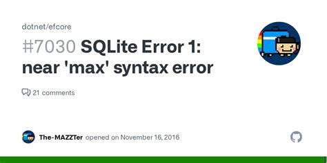 Sqlite Error 1 Near Max Syntax Error · Issue 7030 · Dotnetefcore · Github