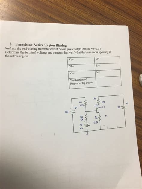 solved analyze the self biasing transistor circuit below