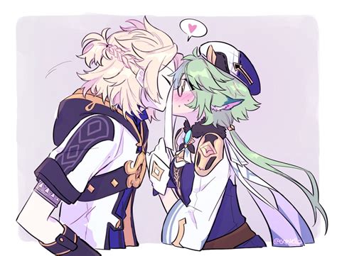 Albedo And Sucrose Genshin Impact Drawn By Mao Expuella Danbooru