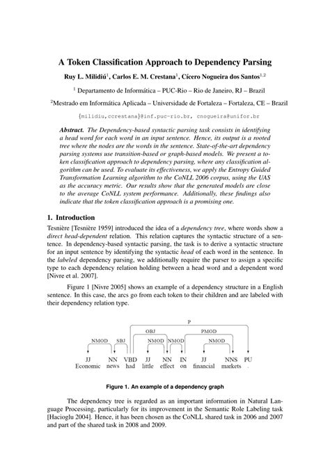Pdf A Token Classification Approach To Dependency Parsing