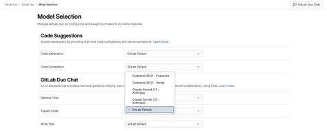 Gitlab Duo Model Selection Gitlab Docs